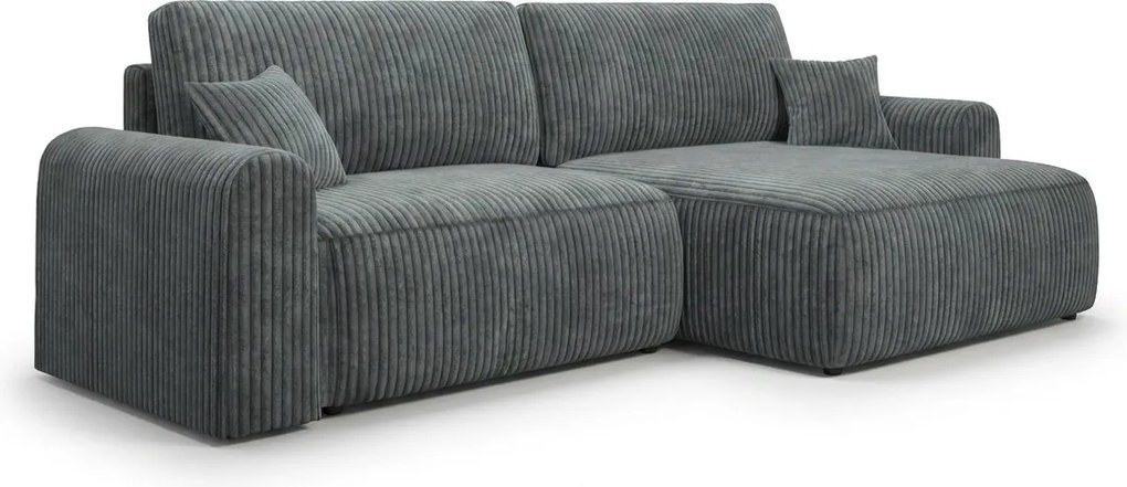 Rozkládací oboustranná sedací souprava do L NORDEN TILIA 250x140 cm, šedomodrá