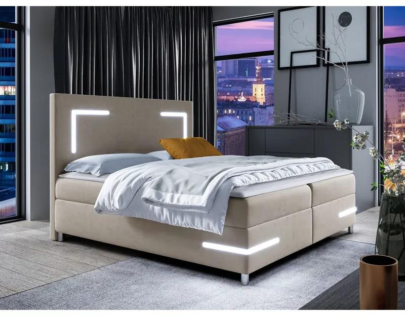 Kontinentální postel Fronasa LED, Rozměr postele: 200x200, Barva:: Madryt 190
