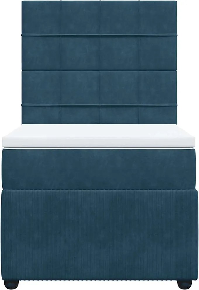 Box spring postel s matrací modrá 80 x 200 cm samet 3294494