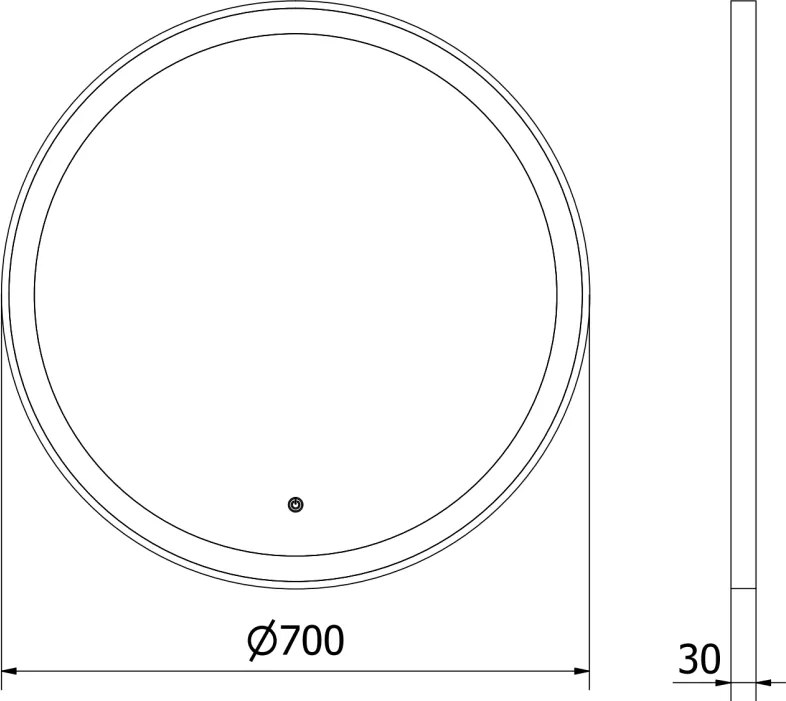 Mexen Esso, kulaté LED podsvícené koupelnové zrcadlo 70 cm, 6000K, topná podložka proti zamlžování, zlatý rám, 9825-070-070-611-50