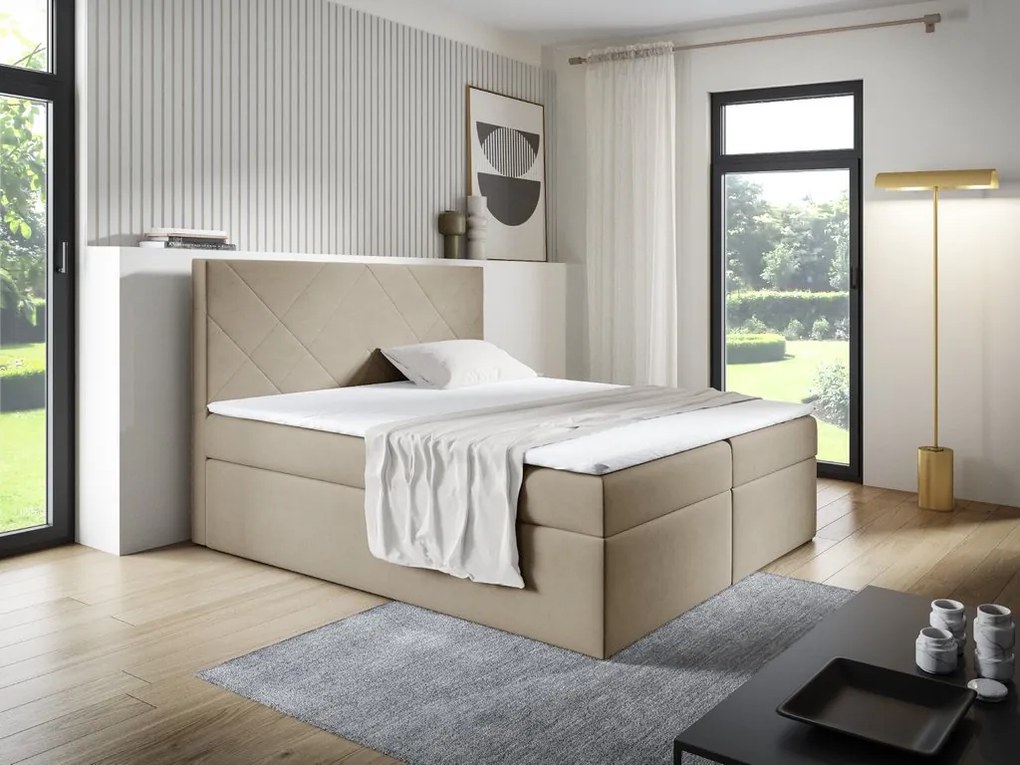 Eka Kontinentální čalouněná postel SARAH - Trinity (140x200 cm) Barva látky Trinity: Tmavě šedá (Trinity 2315)