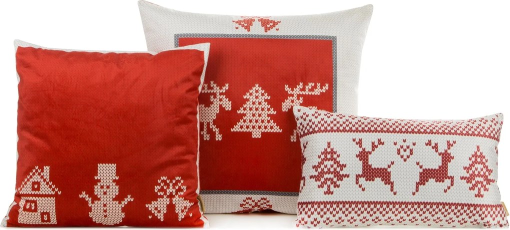 VÁNOČNÍ DEKORAČNÍ POVLAK NA POLŠTÁŘ NOEL 1KS 45X45 CM ČERVENÁ