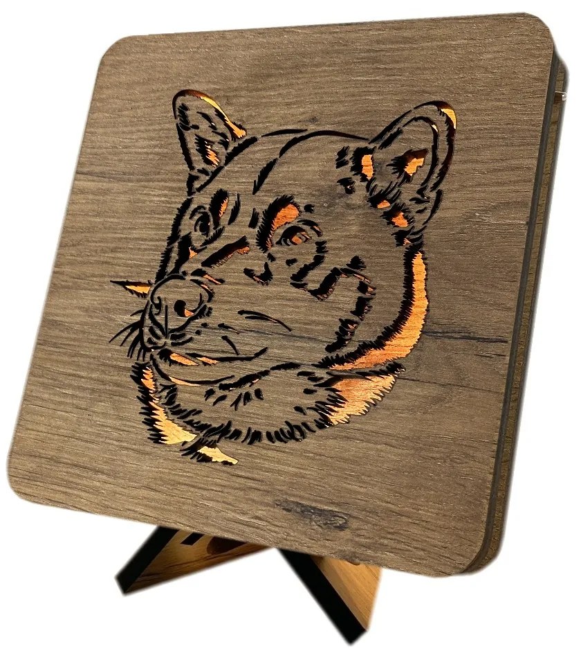 Li-Go "Akita  Inu" lampa 19x19cm provedení povrchu: černá s patinou