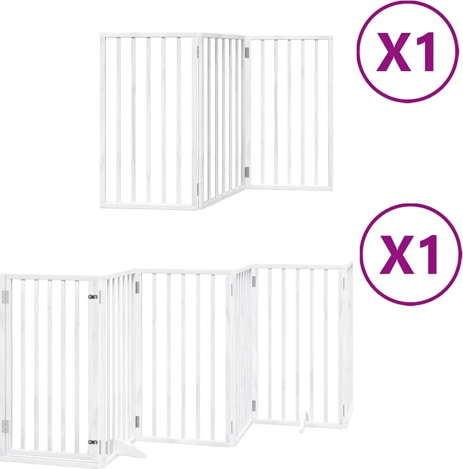 Zábrana pro psy s dvířky skládací 9 panelů bílá 450 cm topol 3155538