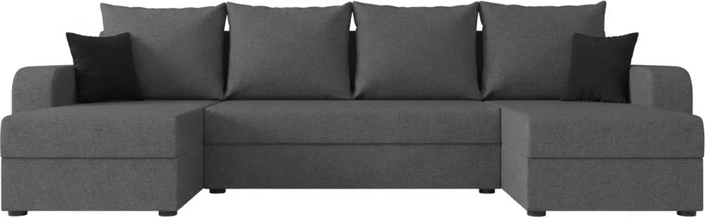 Rozkládací sedací souprava do U VALERIO 305x140 cm, tmavě šedá