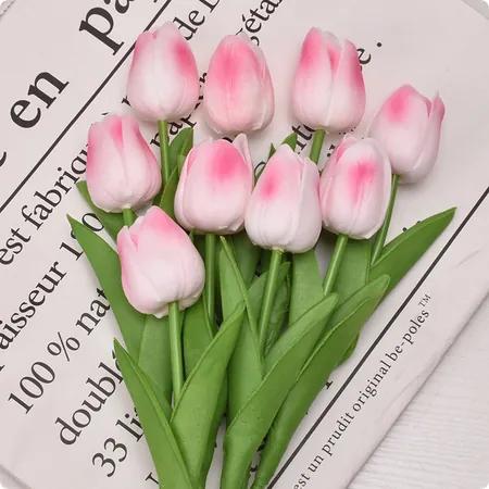 Bytová dekorace - kytice umělých tulipánů - 10 kusů Barva: 9 světlerůžová