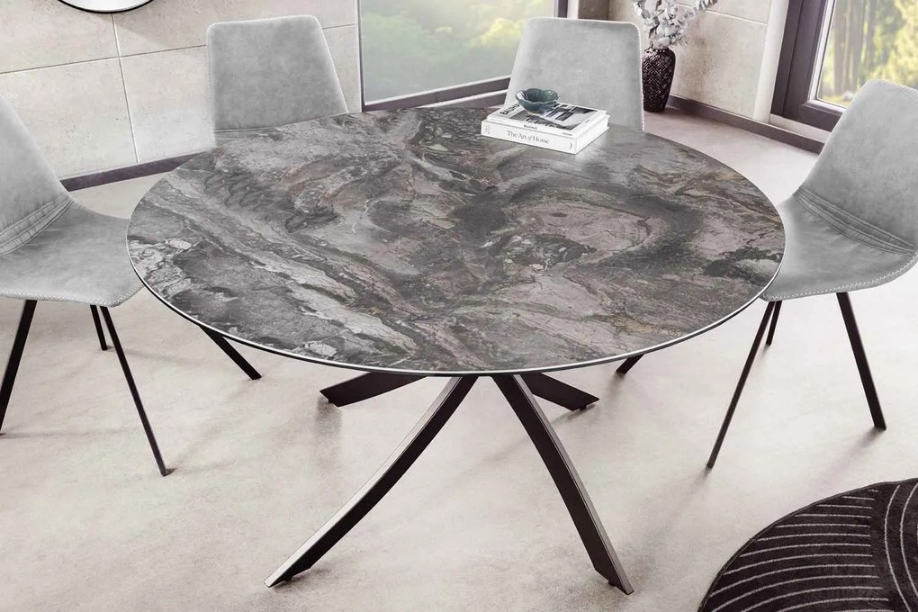 Kulatý jídelní keramický stůl Halia 120 cm taupe - otevřené balení