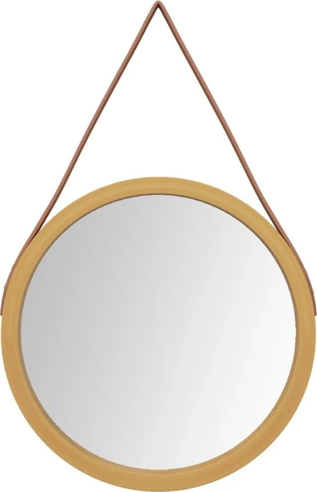 vidaXL Nástěnné zrcadlo s popruhem Ø 35 cm [351533] Barva: zlatá
