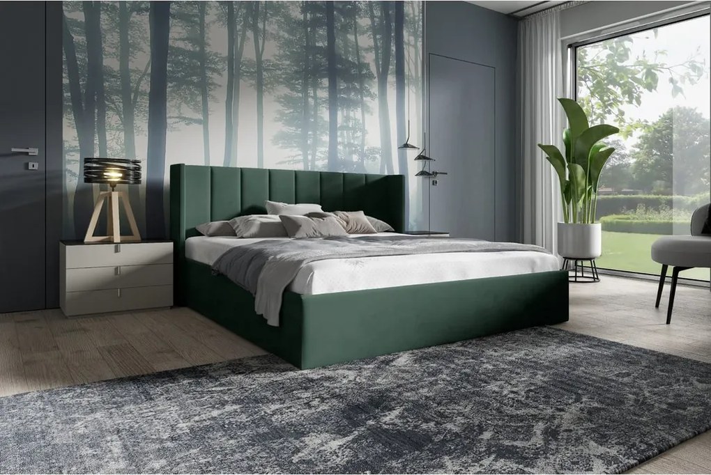 Eka Čalouněná postel EVEREST - Kronos 90x200 cm Barva látky: Černá (Kronos 07), Úložný prostor: Bez úložného prostoru