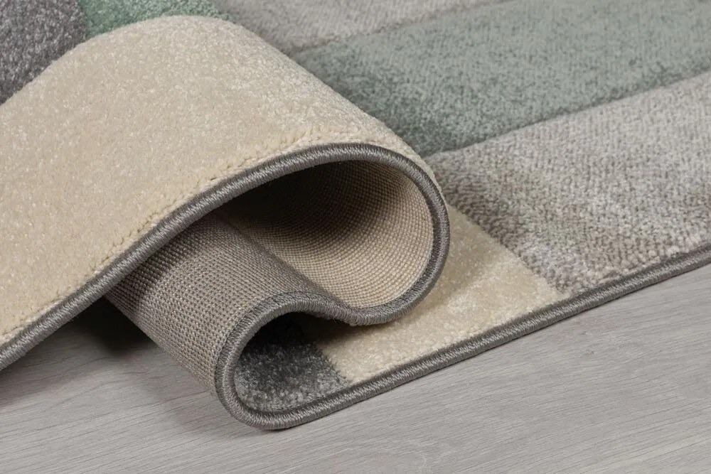 Flair Rugs, POŠKOZENÝ Kusový koberec Hand Carved Cosmos Mint/Grey/Cream, 200x290, zelená, kancelář