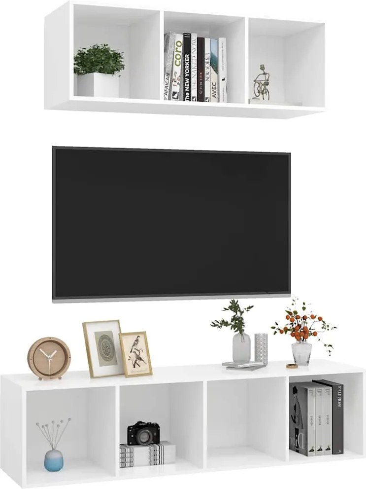 2dílná sada TV skříněk bílá dřevotříska 3079790