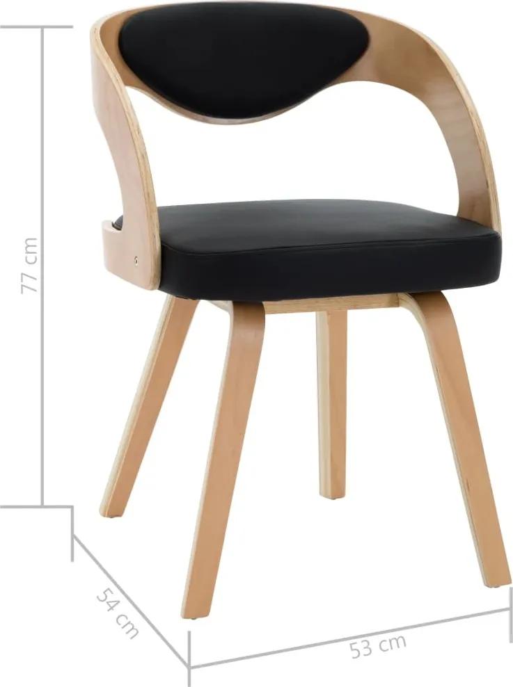 vidaXL Jídelní židle 4 ks krémové ohýbané dřevo a umělá kůže [278846] Barva: černá a světle hnědá