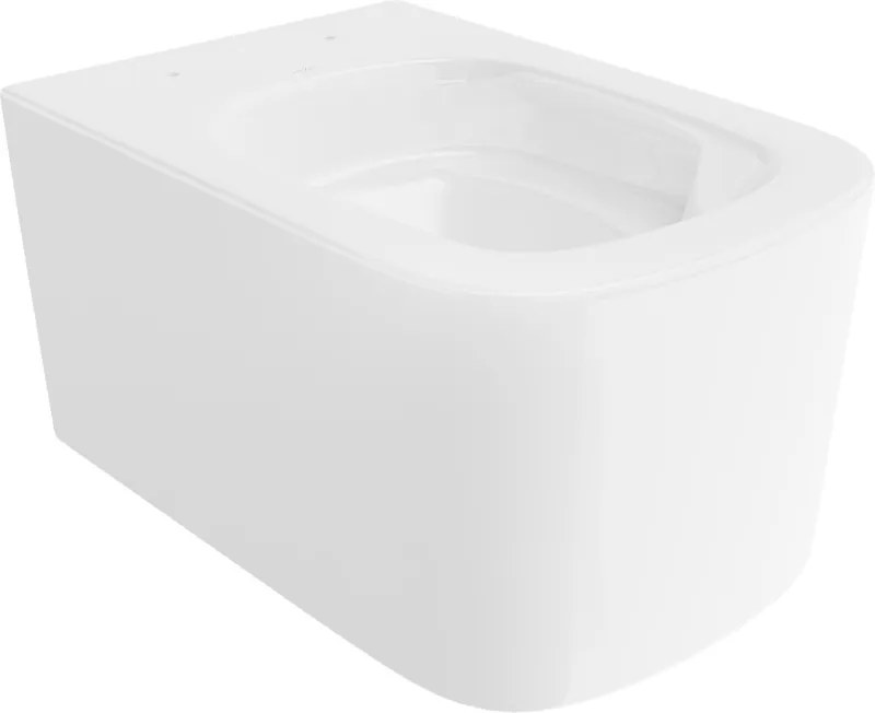 Mexen Vivo, závěsná WC mísa 555x370x335 mm, Rimless Tornádo, bílá lesklá, 3361XX00T