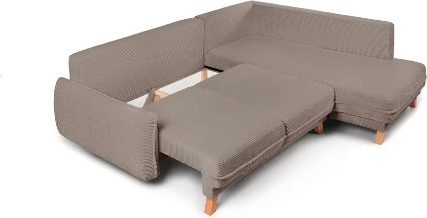 Taupe manšestrová rozkládací/s úložným prostorem rohová pohovka (levý roh/do L) Tori – Bonami Selection