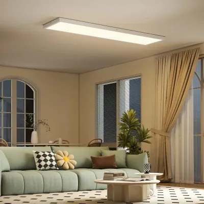 HOMCOM 4-dílná sada stropních svítidel s volbou barvy s DIP a nástěnným vypínačem 3000K/4000K/6000K 120x30x3,7 cm bílé