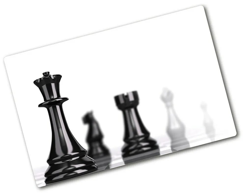 Wallmuralia Kuchyňská deska velká skleněná Šachové figurky 80x52 cm