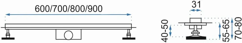 Lineární odtokový žlab Rea Neo Slim Pro 50 cm II zlatý