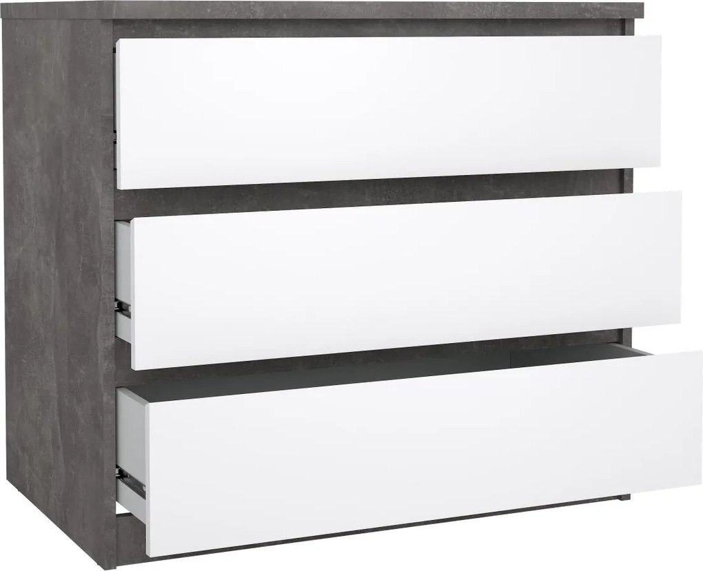FALCO Komoda Simplicity 235 beton/bílý lesk