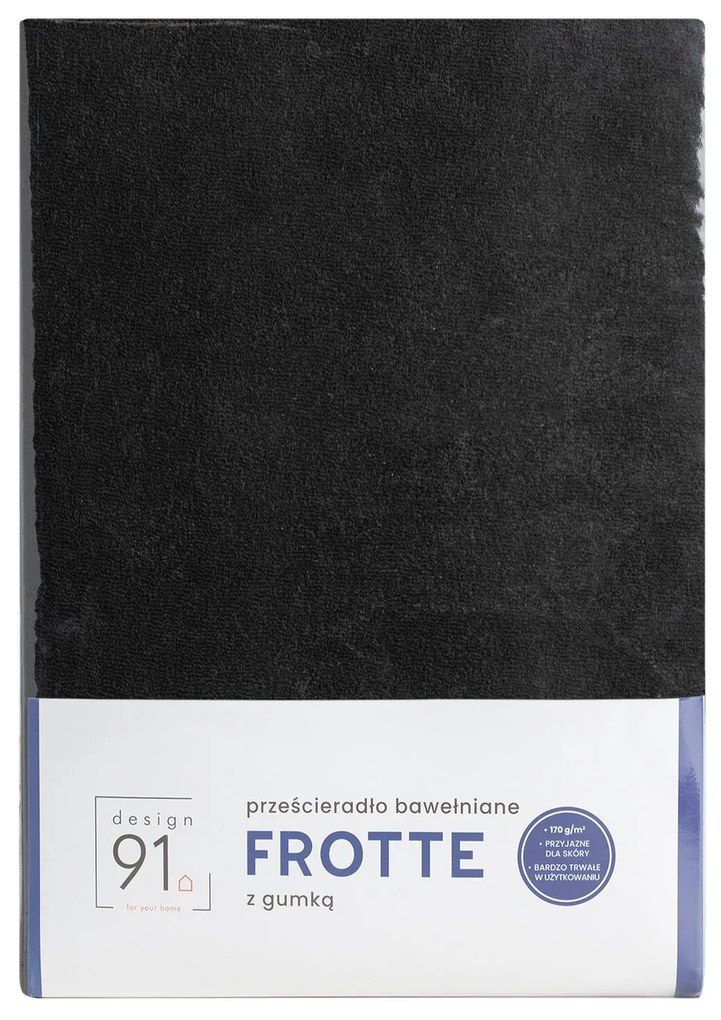 ELASTICKÉ FROTÉ PROSTĚRADLO S GUMOU 200X220 CM, VÝŠKA 20 CM ČERNÁ