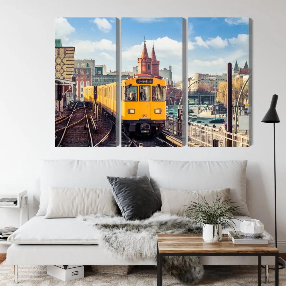 Vícedílný obraz Žlutý Vlak V Berlíně Na Železničních Tratích Nedostatek Nedostatek Přírodní plátno 150x100
