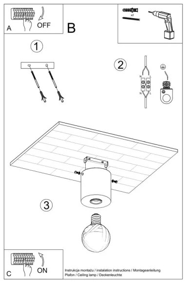 Sollux SL.0678 - Stropní svítidlo SALGADO 1xE27/60W/230V beton