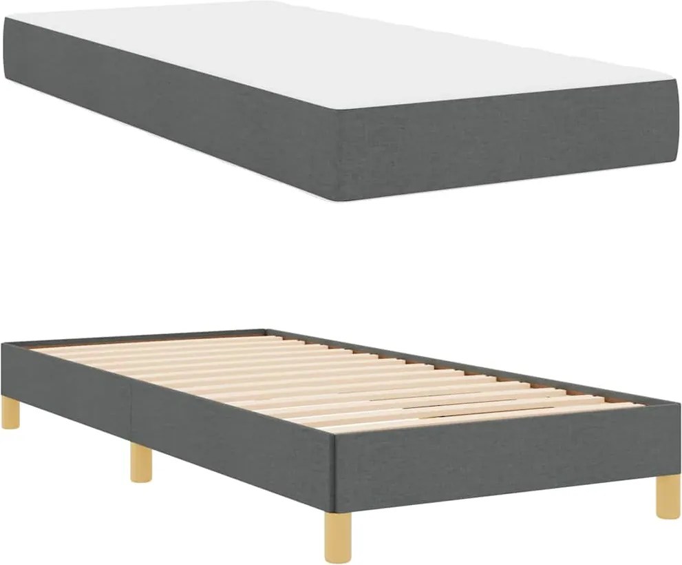 Postel s boxspringem s matrací Tmavě šedá 100 x 200 cm textil 3398543