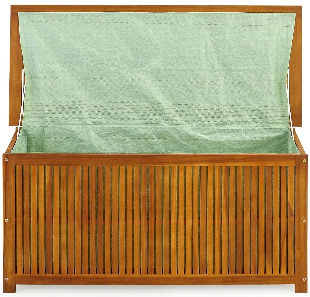 Zahradní úložný box s vnitřní plachtou, akátové dřevo, 115 x 50 x 59 cm 101835