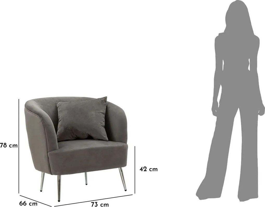 Sametové křeslo Silvery šedé