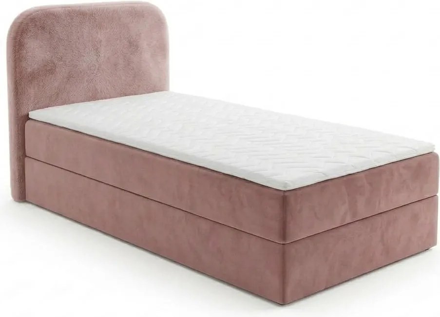 Čalouněná postel boxspring FORENA 90x200 cm starorůžová Matrace: Matrace Bonell pružinová