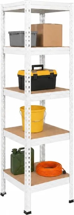 Regál 183x40x40 cm lakovaný 5-policový, nosnost 1000 kg, RIVET - bílý