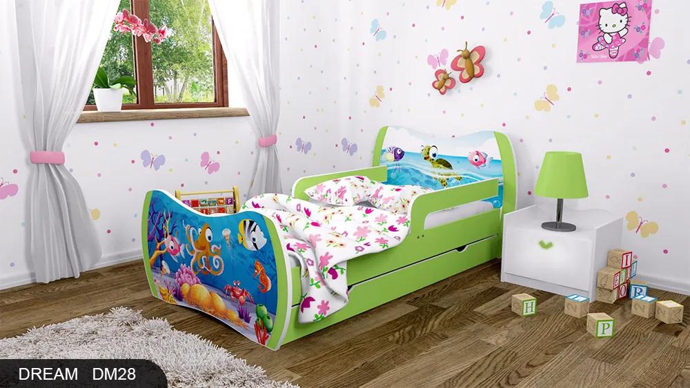Dětská postel Dream vzor 28 140x70 cm zelená