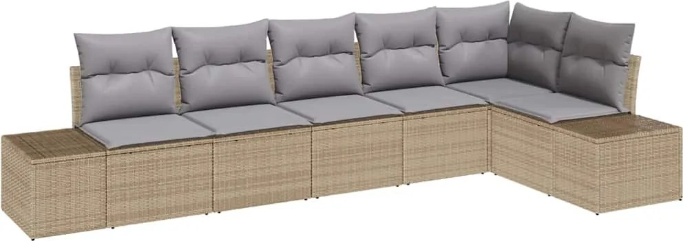 Sada zahradních pohovek 6 ks Beige a šedá polyratan 3347080