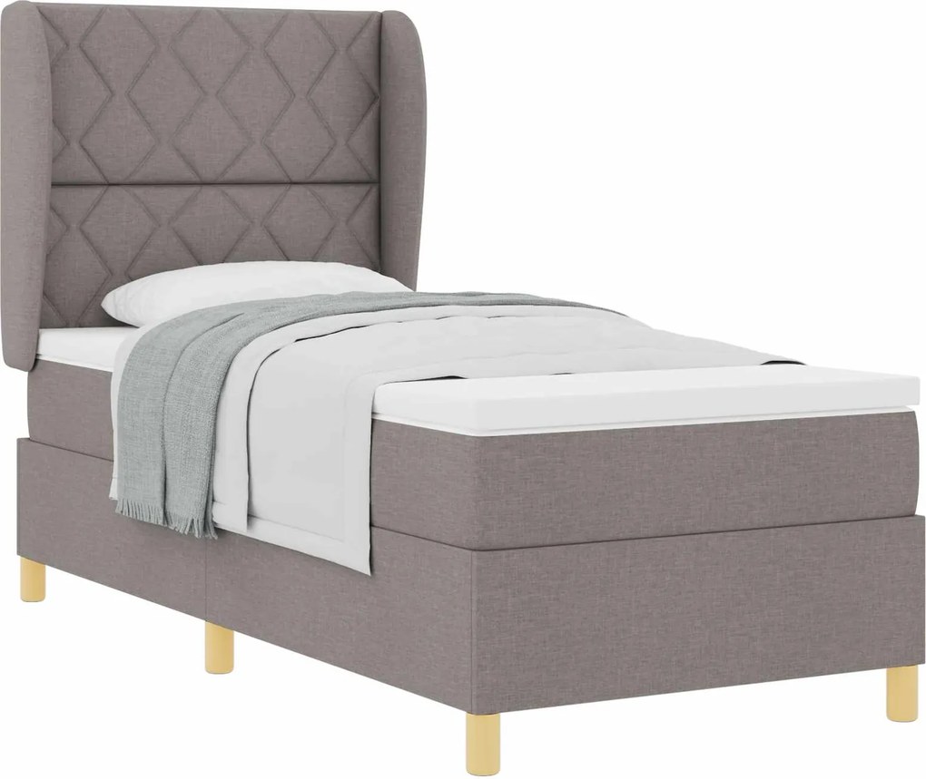 Postel s boxspringem s čelo Taupe 200 x 100 cm textil 3340806