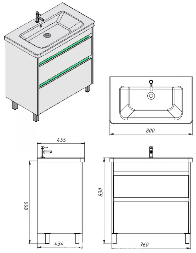 Lavedo Luton I. 80 White koupelnová skříňka s umyvadlem