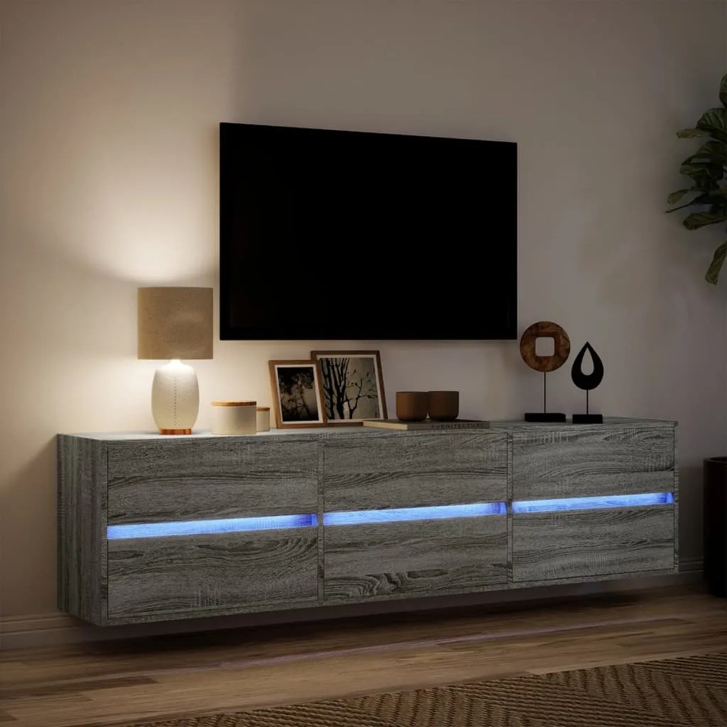 Nástěnná TV skříňka s LED šedá sonoma 180 x 31 x 45 cm 3307938