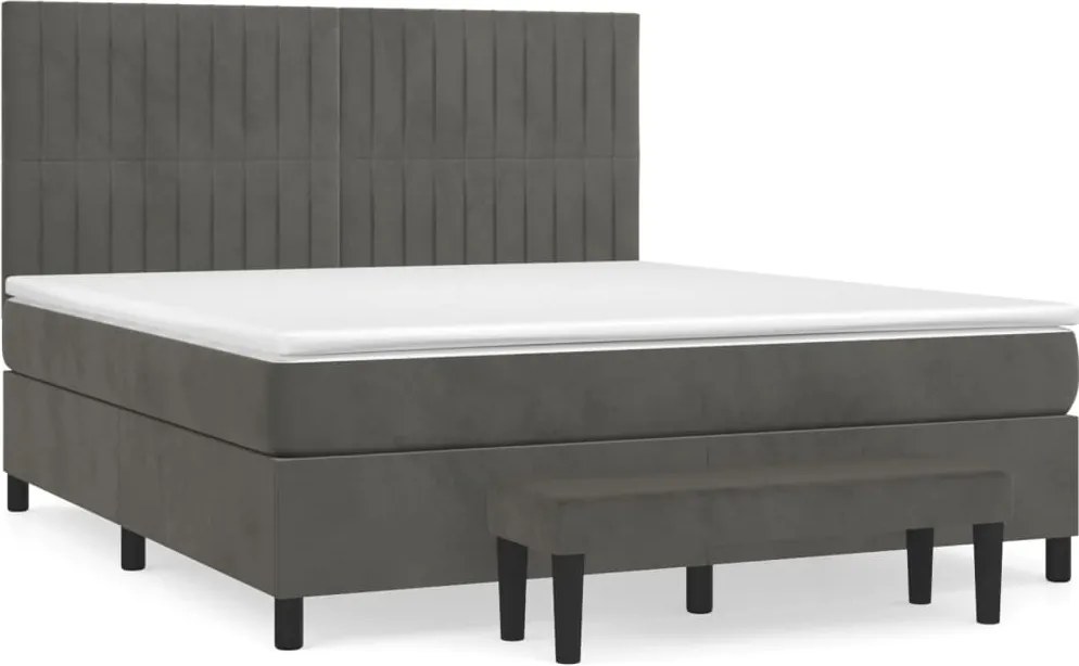 Box spring postel s matrací tmavě šedá 160x200 cm samet 3137972