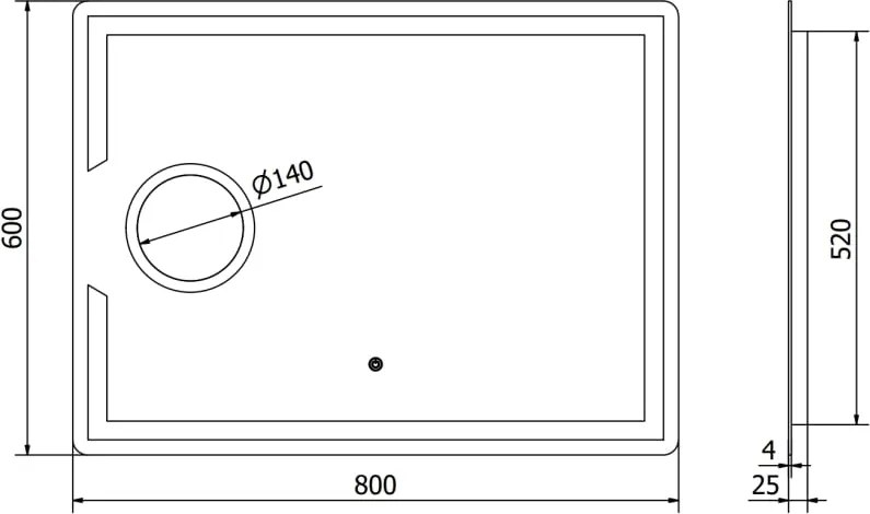 Mexen Onyx podsvícené koupelnové zrcadlo s kosmetickým zrcátkem 80 x 60 cm, LED 6000K, proti mlžení - 9813-080-060-611-00