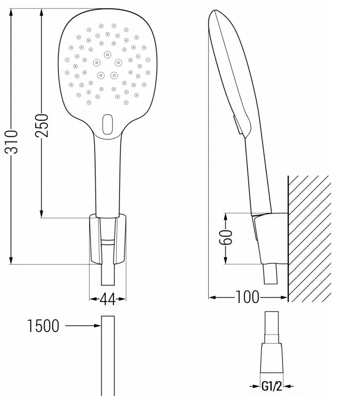 Mexen příslušenství - 1-bodový ruční sprchový set R-22, chrom, 785225052-00