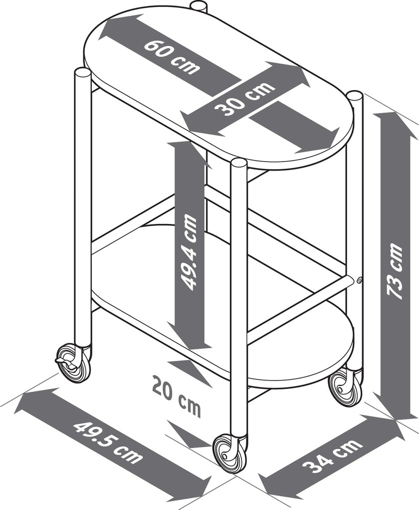 Tchibo - Barový vozík z masivního dřeva se 2 úrovněmi - barva: hnědá