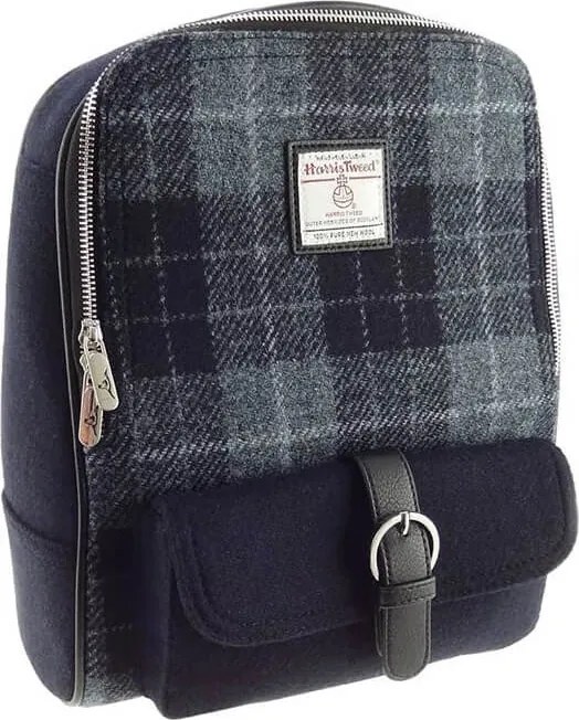 Batoh Naver Harris Tweed Grey Black Tartan - Glen Appin
