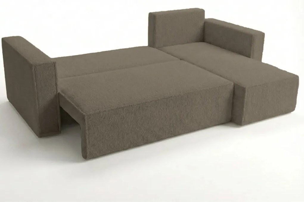 Rozkládací oboustranná sedací souprava do L SMART BOUCLE 232x143 cm, šedohnědá