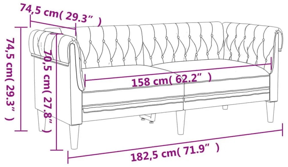 Petromila Chesterfield pohovka 2místná modrá textil