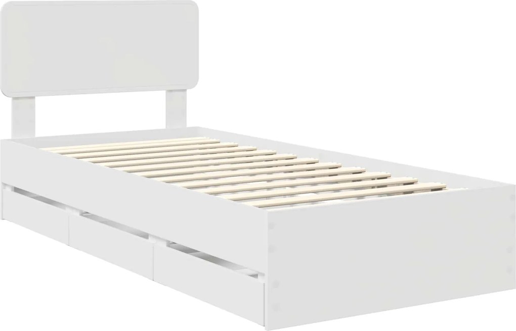 Rám postele se zásuvkou Bílá 100 x 200 cm Dřevěný materiál 3412213