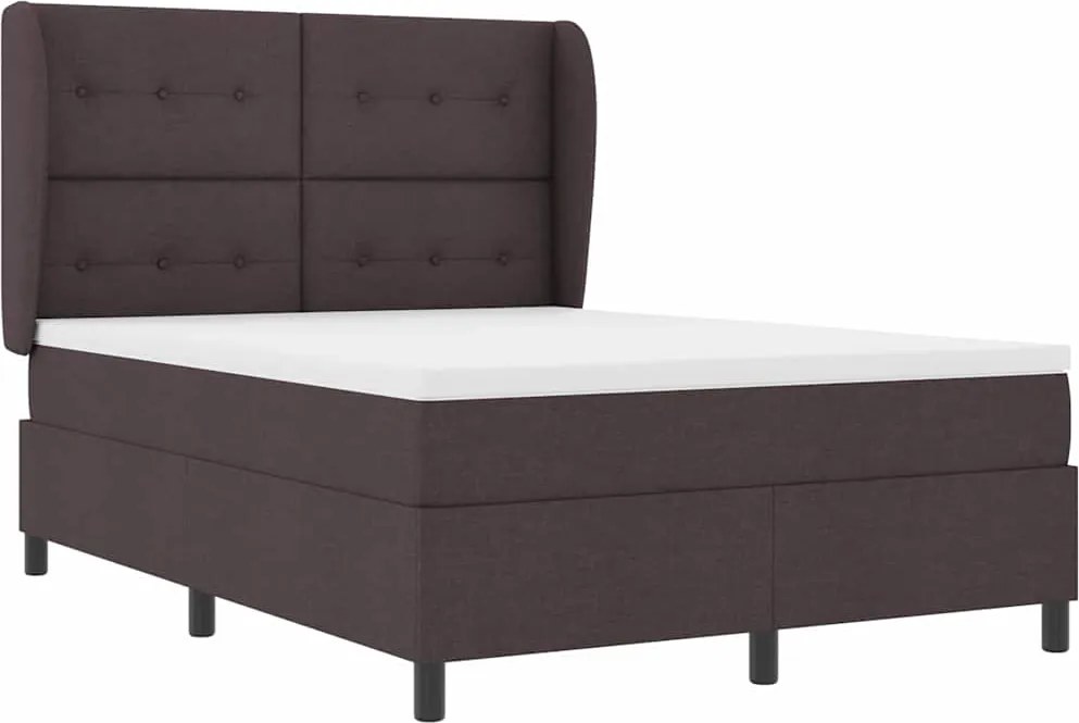 Postel s boxspringem s čelo Tmavě hnědá 140 x 200 cm textil 3340567