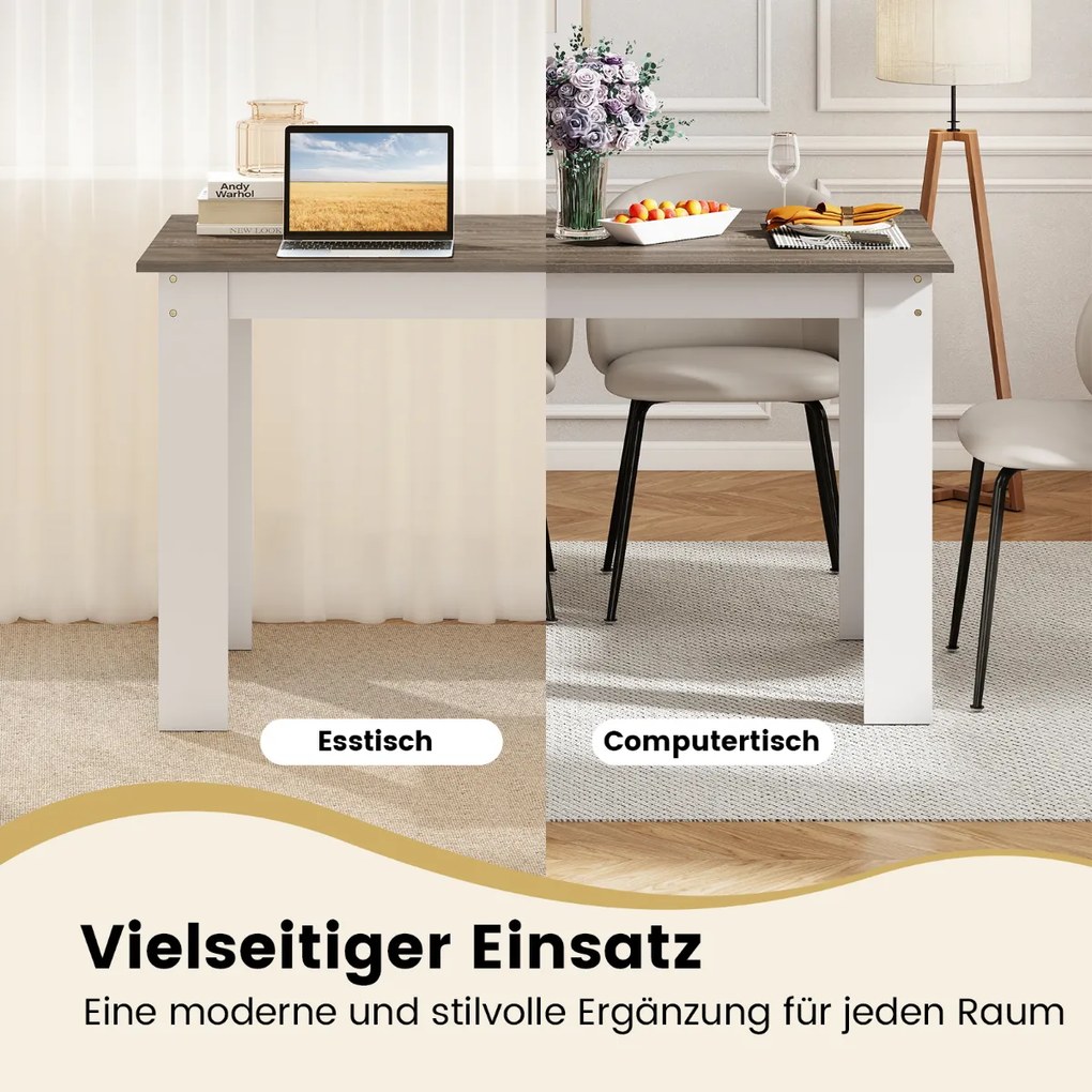 Costway 120 cm jídelní stůl pro 4-6 osob dřevěný velký, bílý