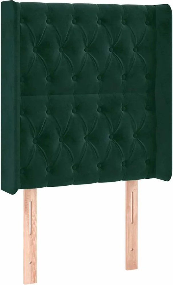 Čelo postele s LED tmavě zelené 83 x 16 x 118/128 cm samet 3124417