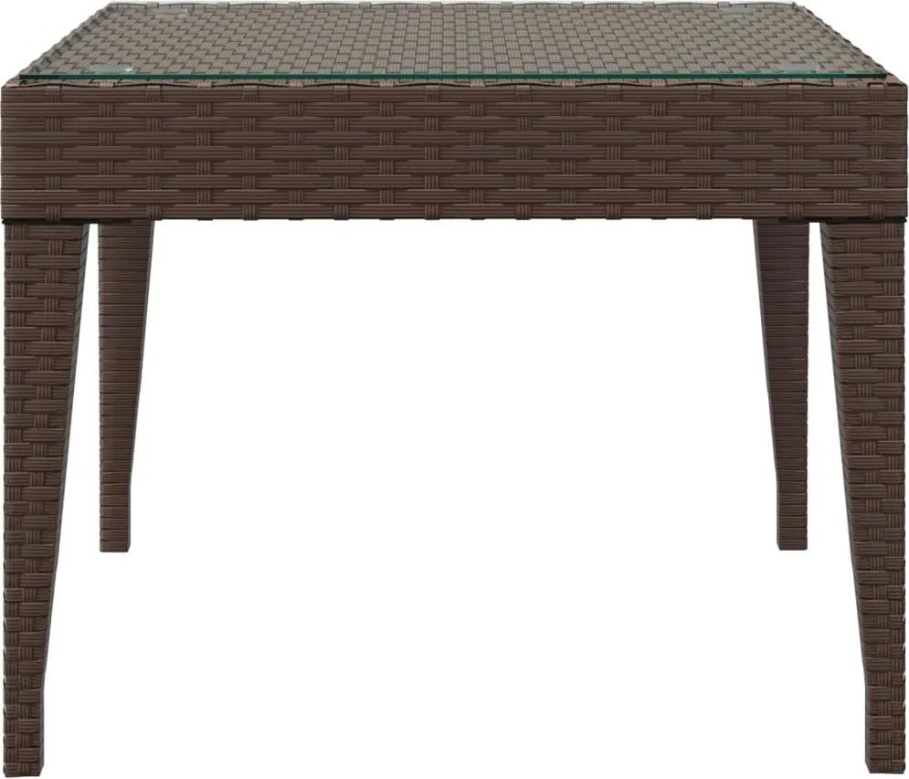 vidaXL Odkládací stolek 50 x 50 x 38 polyratan a tvrzené sklo [319403] Barva: Černá