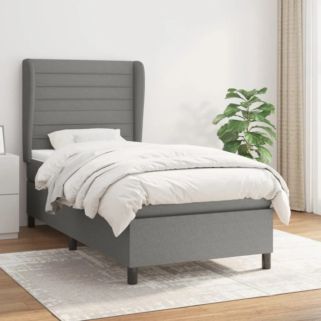 Box spring postel s matrací tmavě šedá 80 x 200 cm textil 3127998