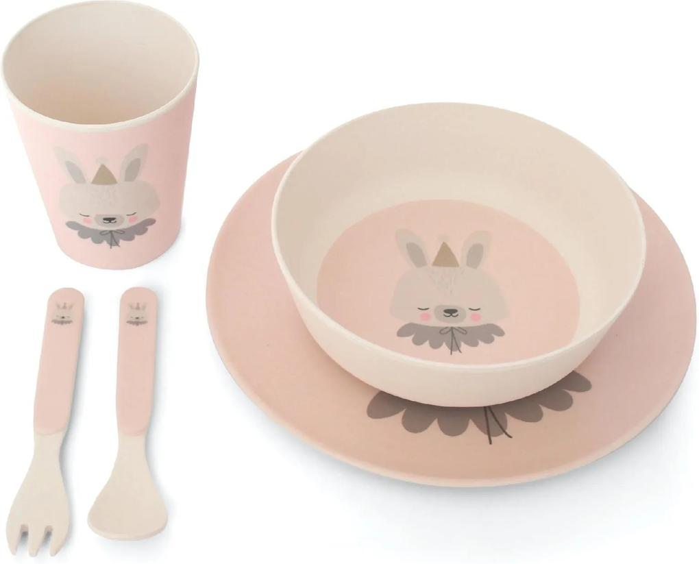 EEF lillemor Bambusové nádobí pro děti Circus Bunny - set 5 ks, růžová  barva, béžová barva | BIANO