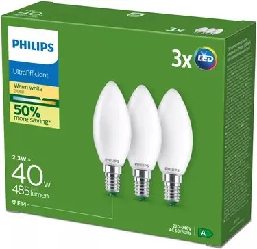 Philips Ultra Efficient LED žárovka E14 / LED žárovka / B35 / 2,1W = 4